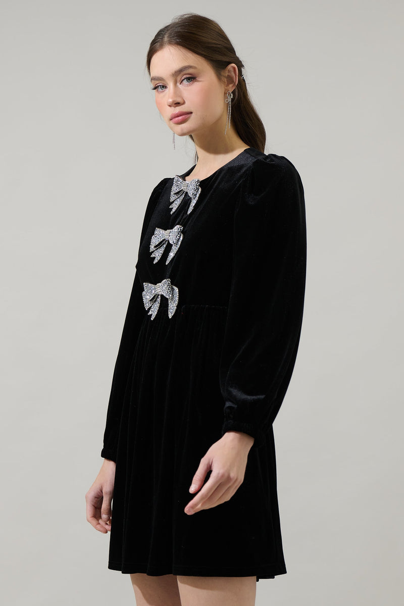 Glow Bow Velvet Dress – Sugarlips