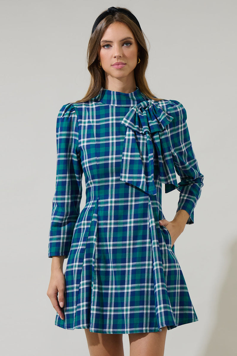 Buckley Plaid Padma Bow Mini Dress – Sugarlips