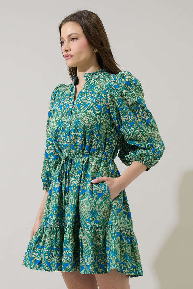Nyra Paisley Jazlyn Split Neck Mini Dress – Sugarlips