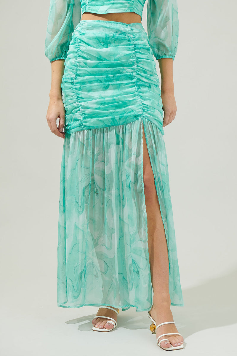 Judie Shirred Slit Maxi Skirt Sugarlips