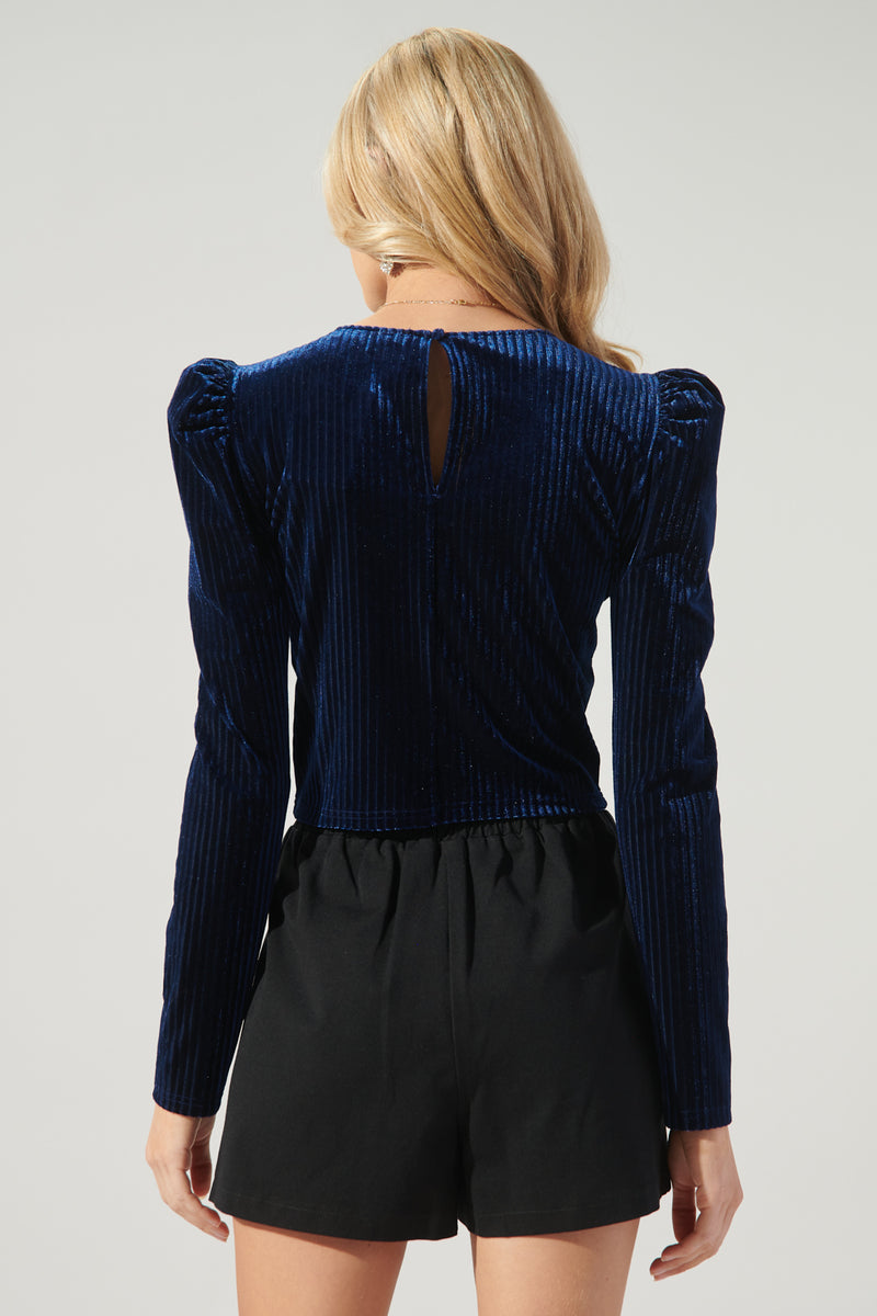 Tainted Love Velvet Ribbed Power Shoulder Top – Sugarlips