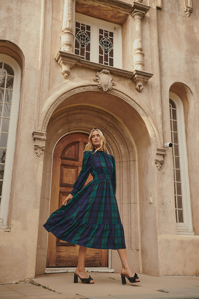 Hudson Plaid Caitlyn Smock Sleeve Midi Dress – Sugarlips