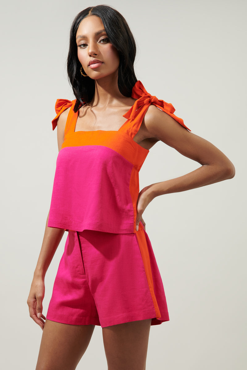 Viceland Tie Strap Color Block Crop Top – Sugarlips