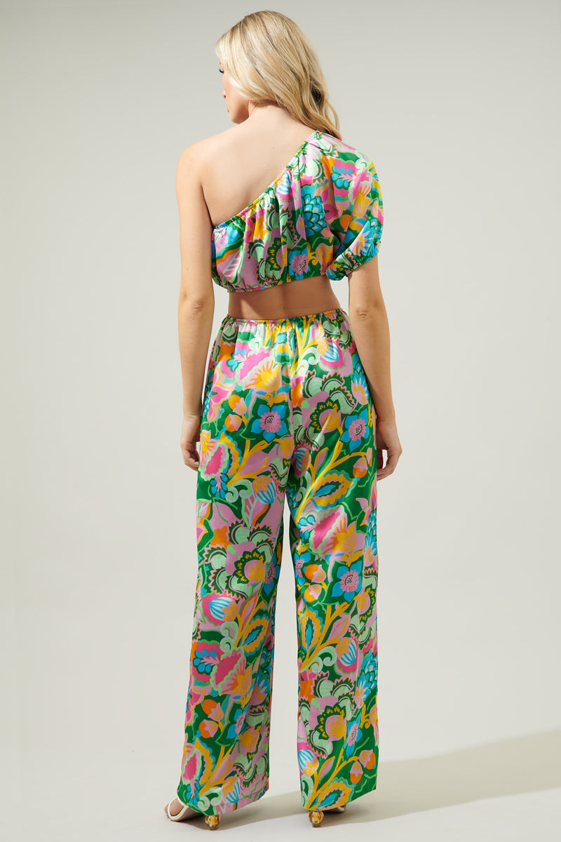 Lanai Multi Tropics One Shoulder Hendrix Knotted Jumpsuit – Sugarlips