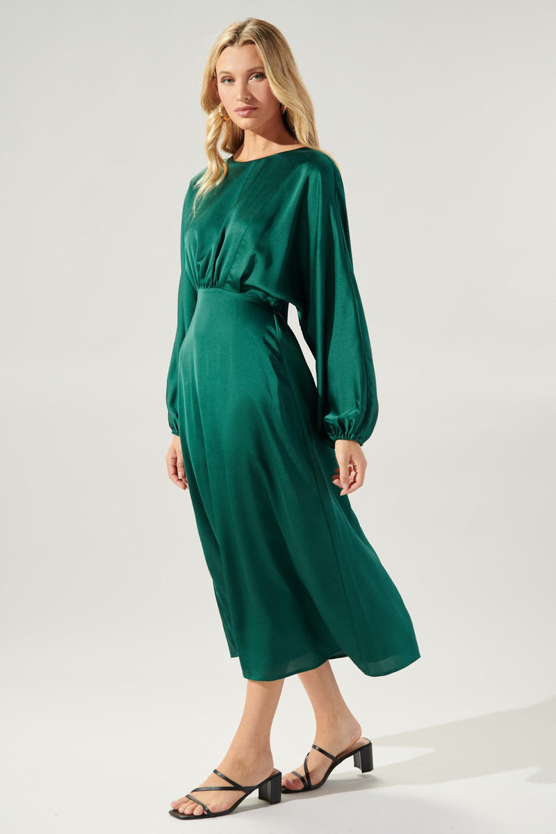 Chateau Satin Dolman Sleeve Midi Dress – Sugarlips