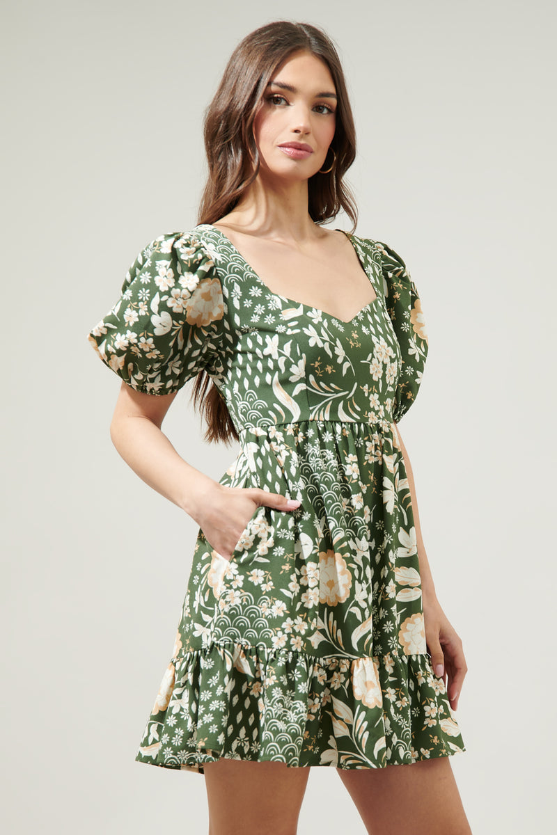Fernwood Floral Evy Sweetheart Mini Dress – Sugarlips