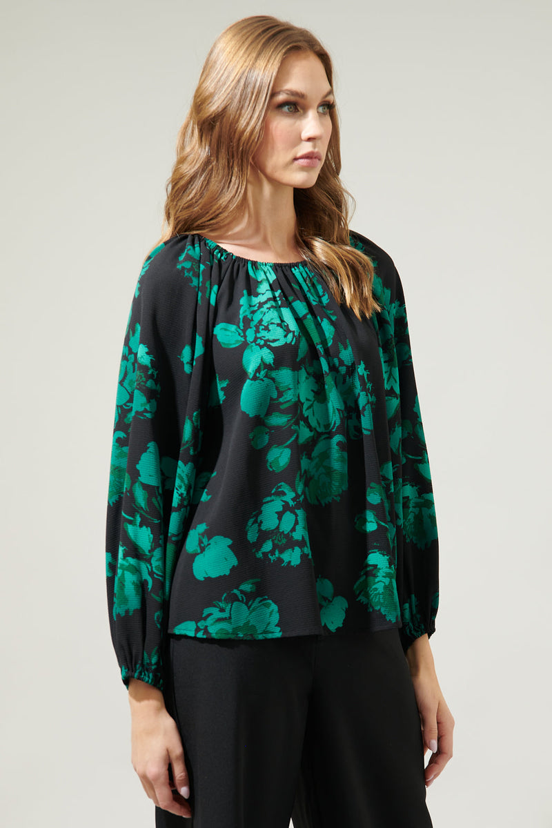 Krypton Floral Marica Balloon Sleeve Top – Sugarlips