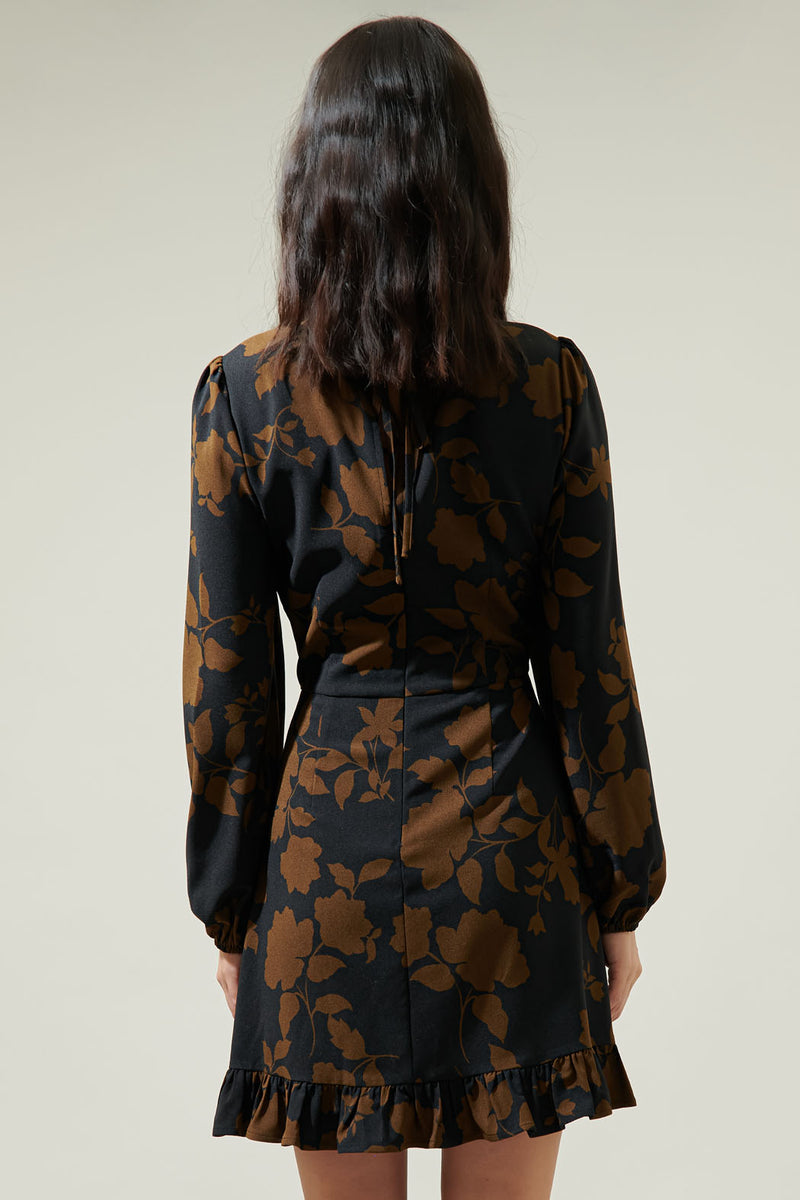 Toffee Floral Ruffle Flounce Mini Dress – Sugarlips