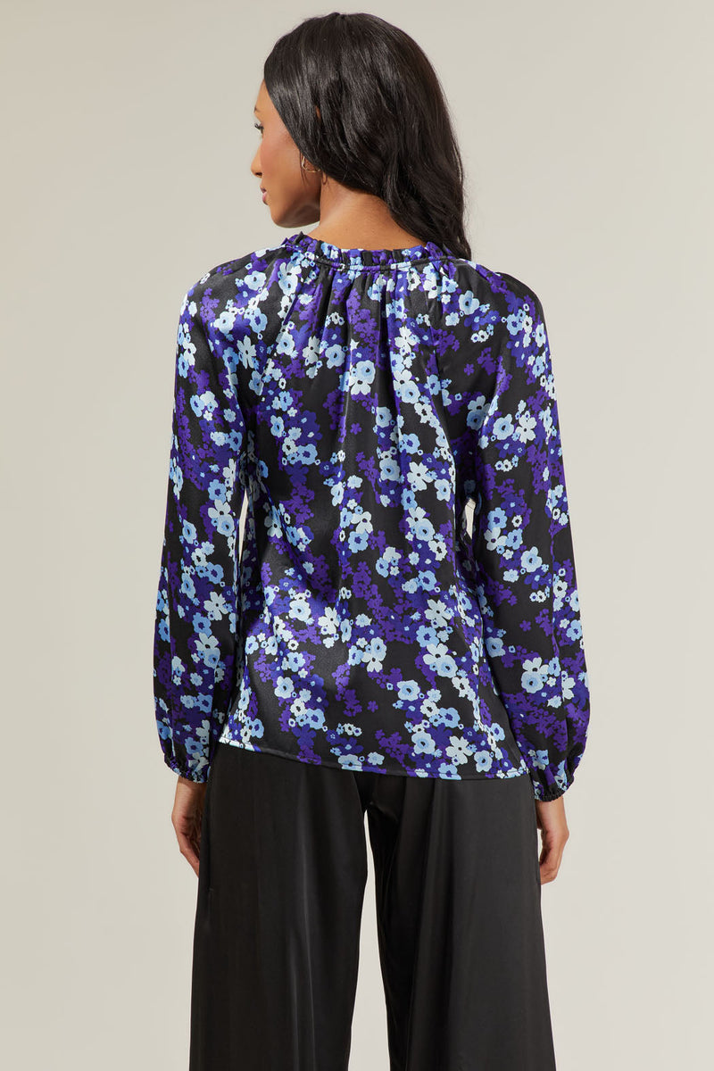 Aster Bloom Jovie Split Neck Satin Raglan Blouse – Sugarlips