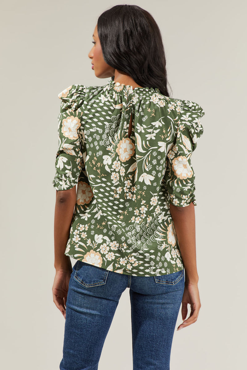 Fernwood Floral Drape Sleeve Top – Sugarlips