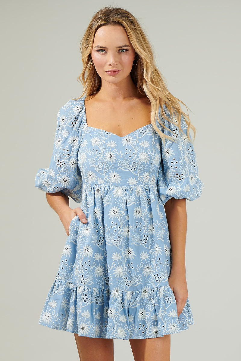 Moonflower Eyelet Evy Sweetheart Mini Dress – Sugarlips