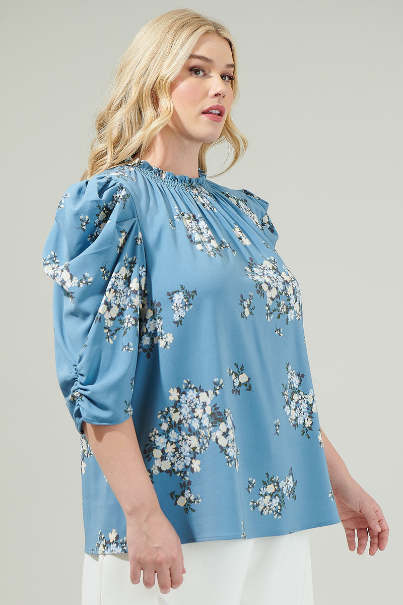 Moxie Floral Drape Sleeve Top Curve – Sugarlips