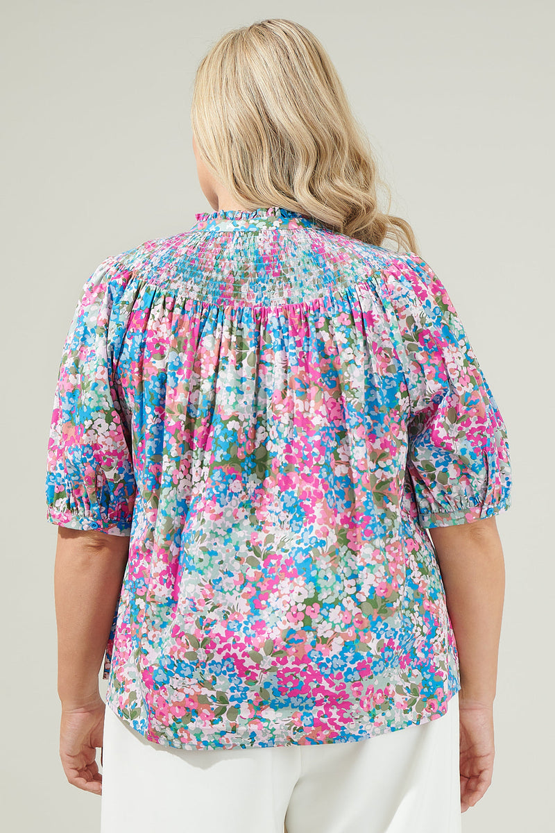 Avery Blossom Smocked Mock Neck Top Curve – Sugarlips
