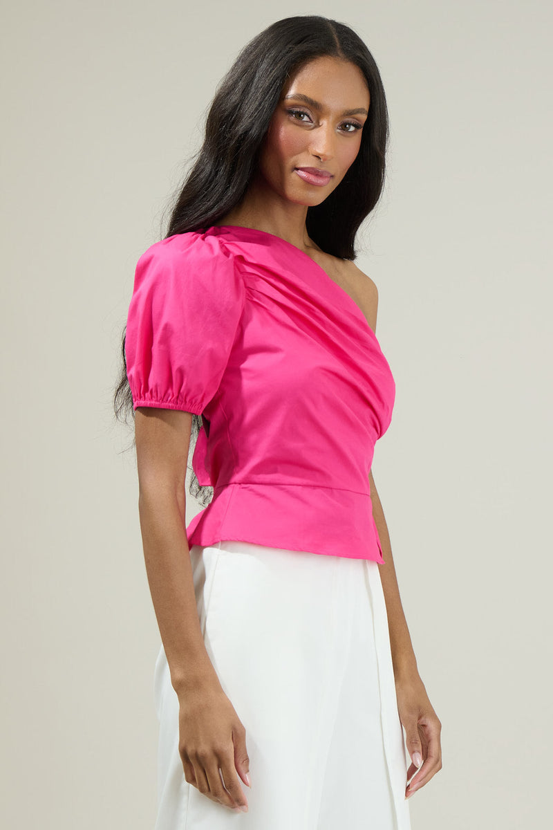 Verdusa One Shoulder Pleated Top – Sugarlips