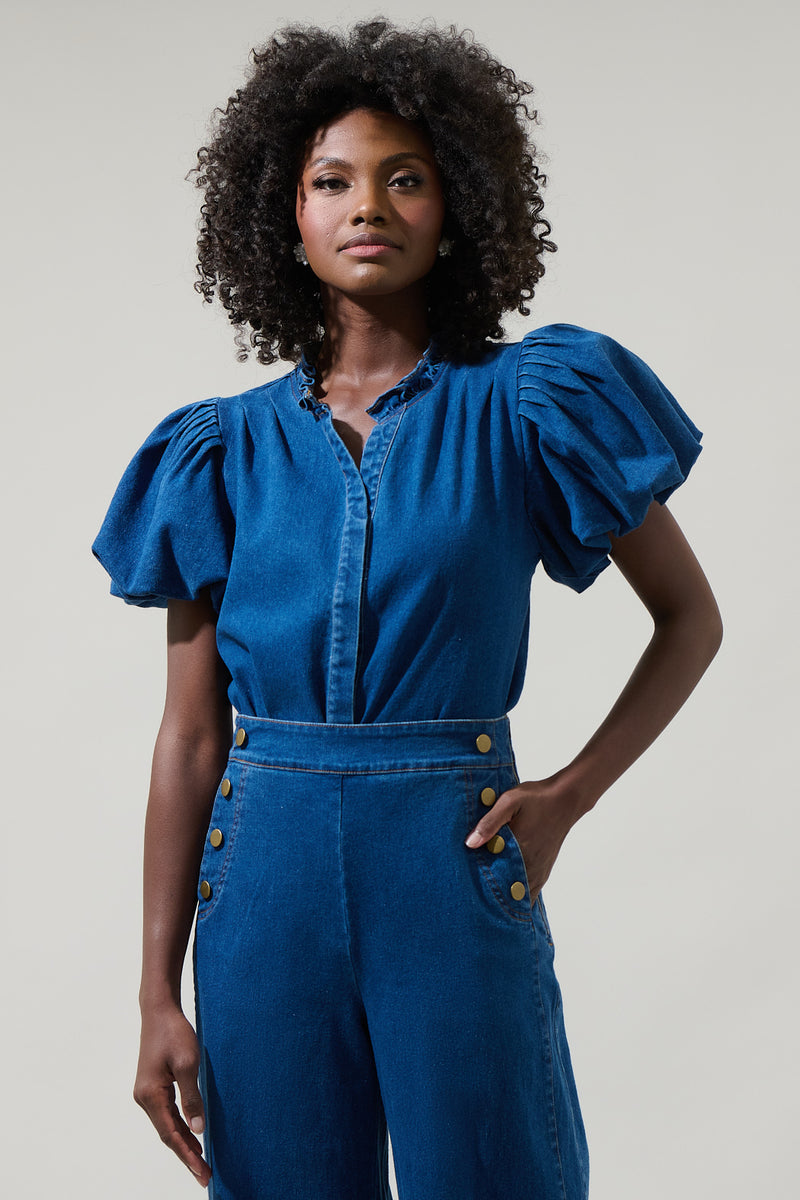 Jamie Denim Jayla Button Down Top – Sugarlips