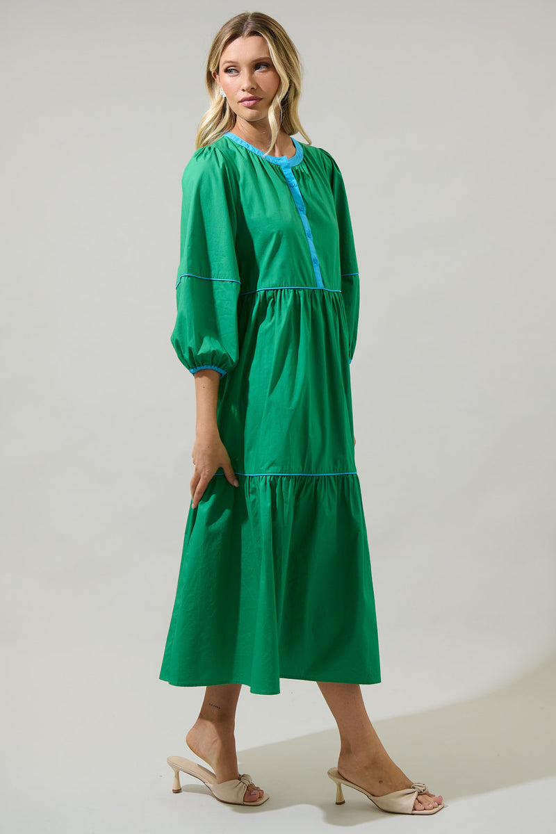 Saddy Long Sleeve Button Up Midi Dress – Sugarlips