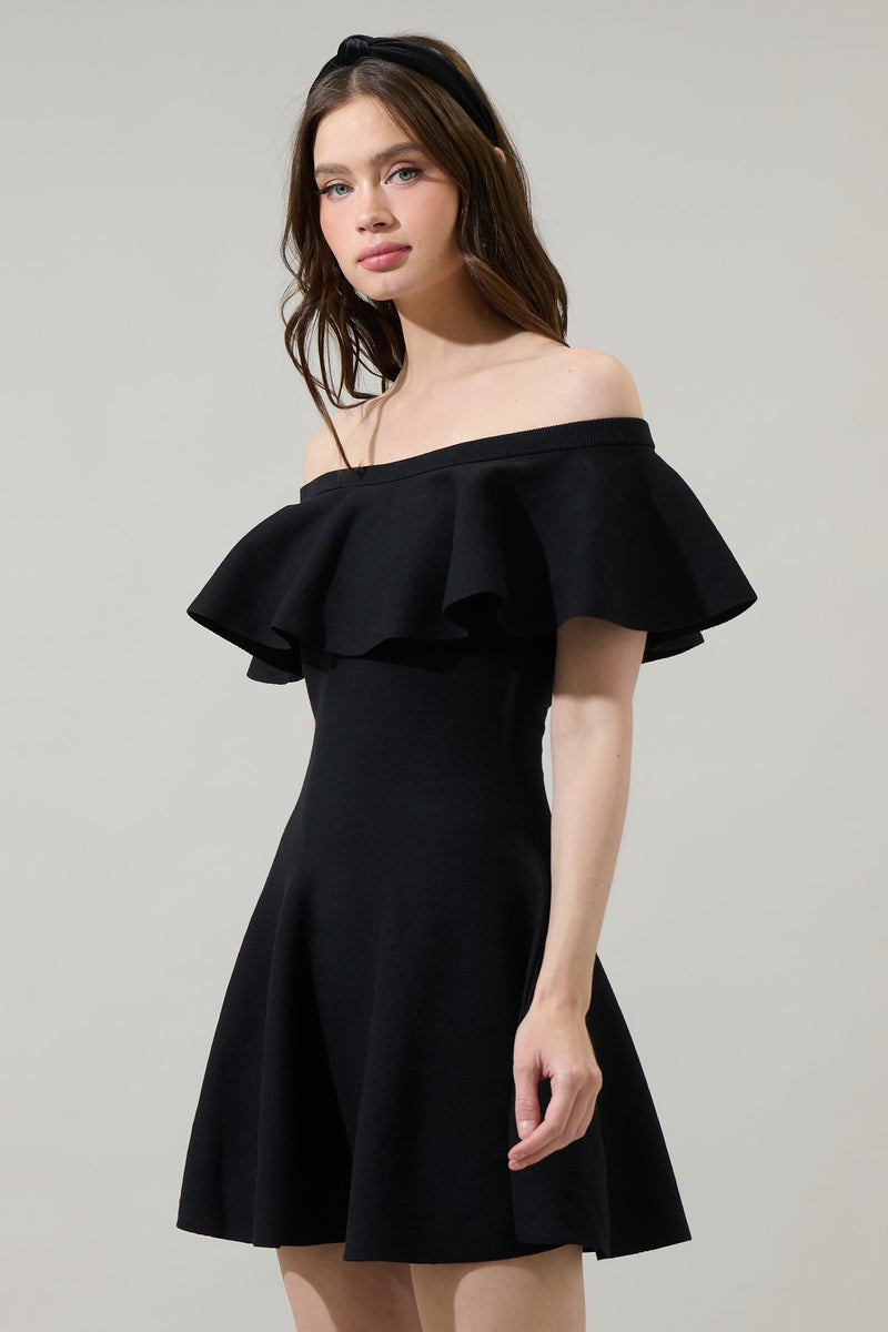 Dennet Off the Shoulder Flare Mini Dress – Sugarlips