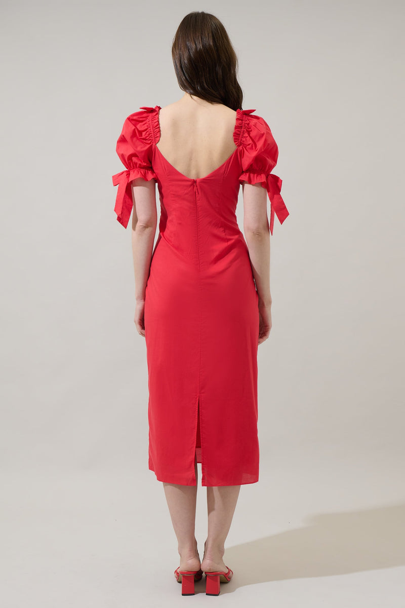 Genola Bow Midi Dress – Sugarlips