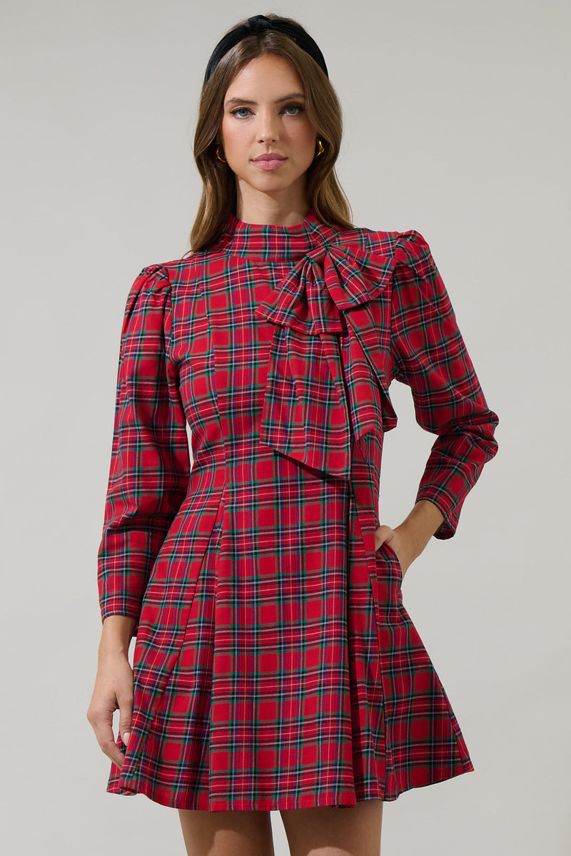 Arvada Plaid Padma Bow Mini Dress – Sugarlips