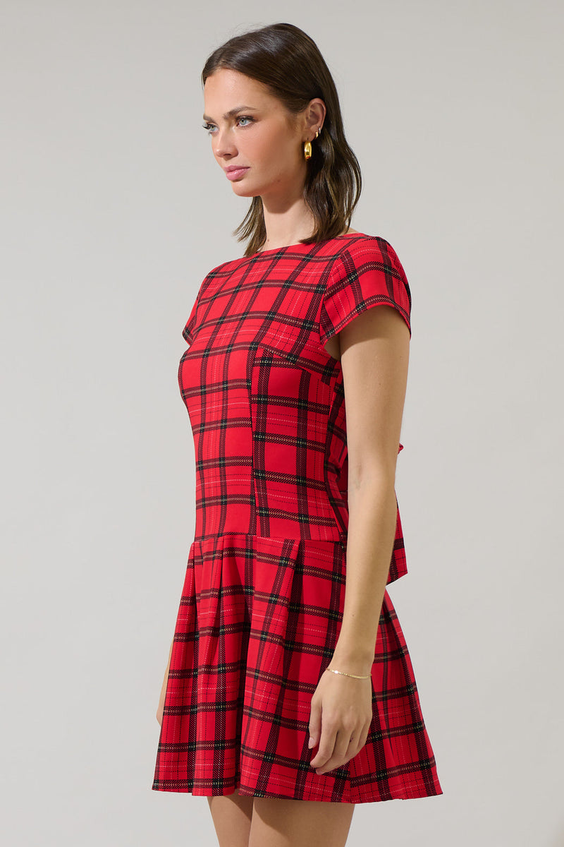 Woodland Red Plaid Mali Pleated Mini Dress – Sugarlips