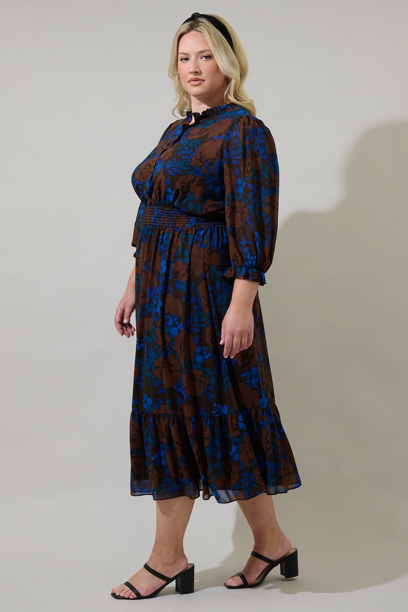 Lebanon Floral Irene Smocked Midi Dress Curve – Sugarlips