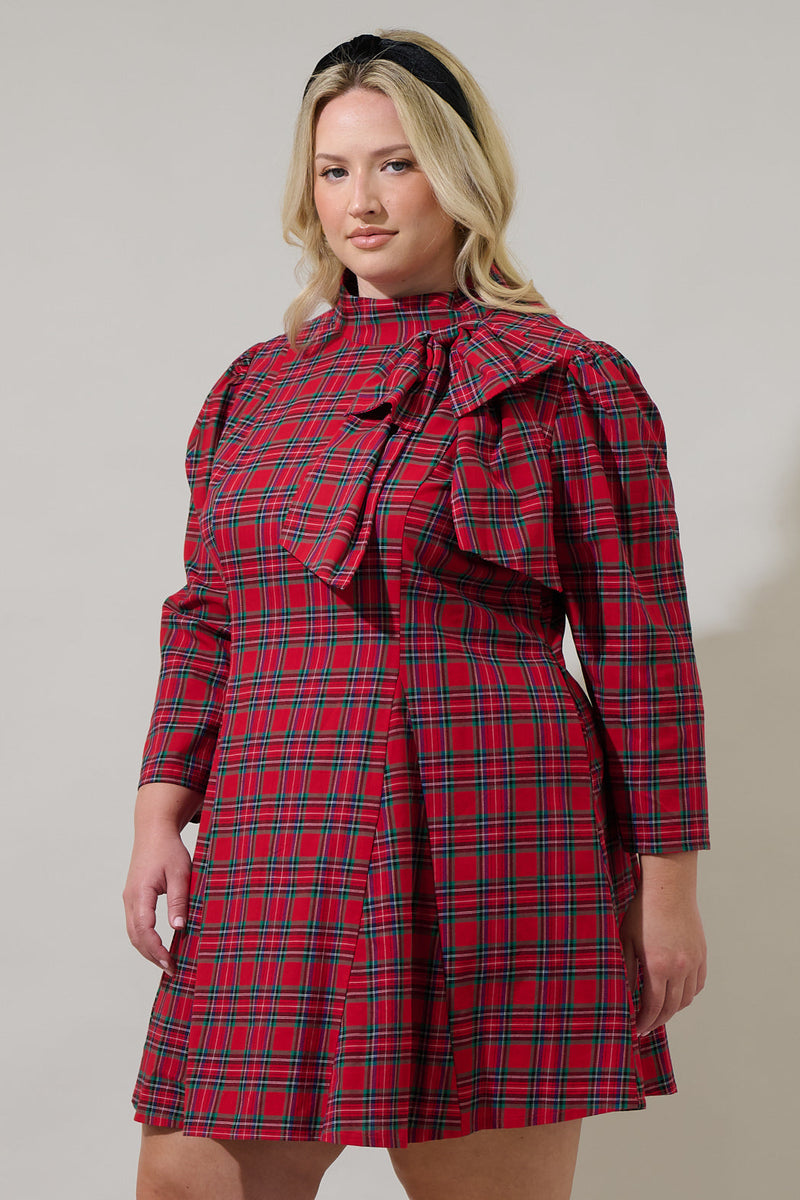Arvada Plaid Padma Bow Mini Dress Curve – Sugarlips