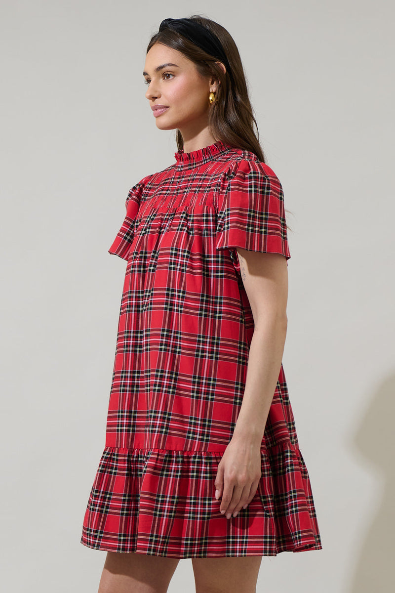 Boswell Tartan Plaid Yare Short Sleeve Mini Dress – Sugarlips