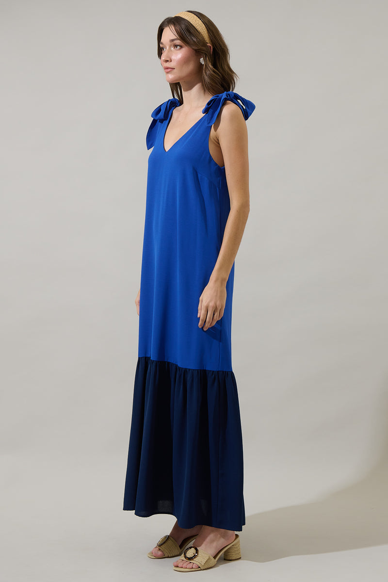 Merideth Tie Shoulder Drop Waist Maxi Dress – Sugarlips
