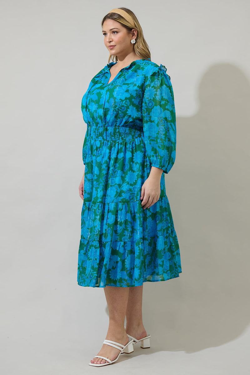 Amren Floral Henri Smocked Midi Dress Curve – Sugarlips