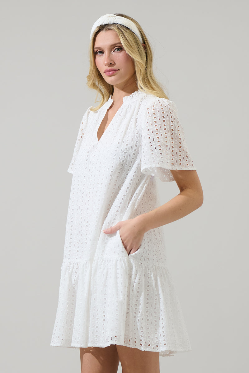 Azari Eyelet Shift Mini Dress – Sugarlips