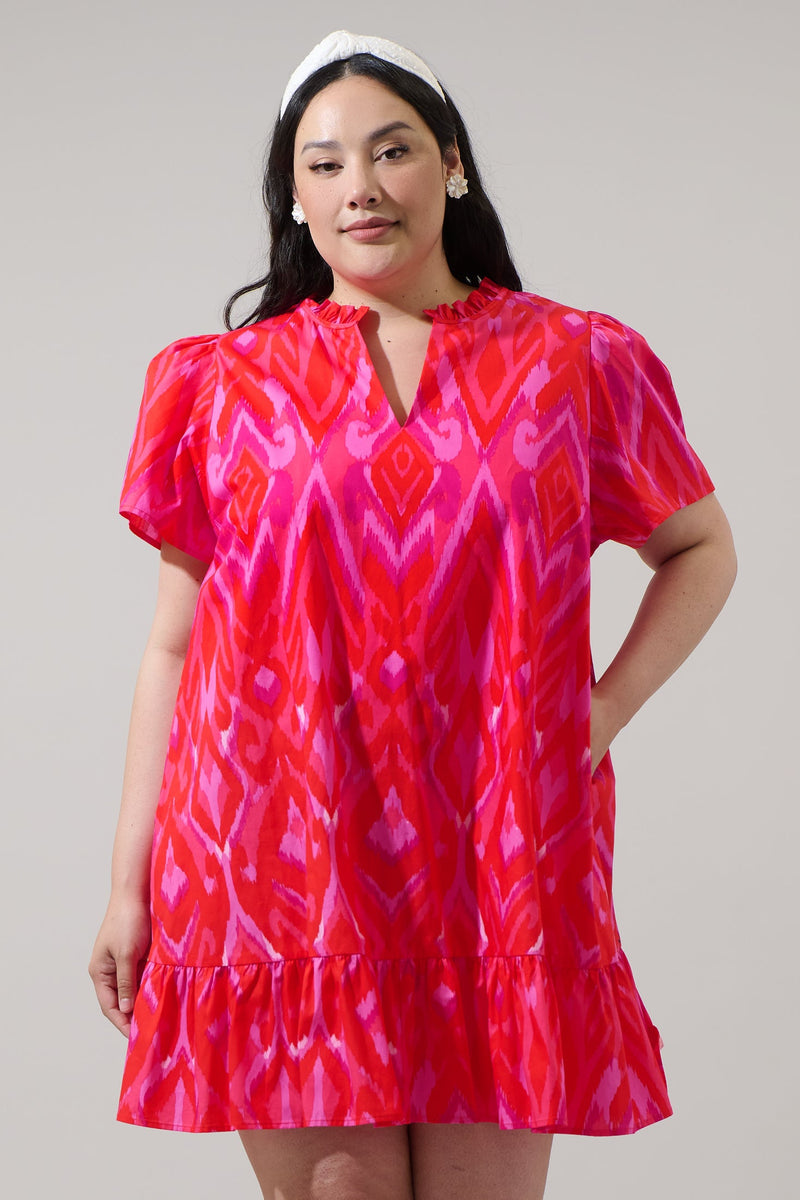 Blevin Ikat Celeste Mini Dress Curve – Sugarlips