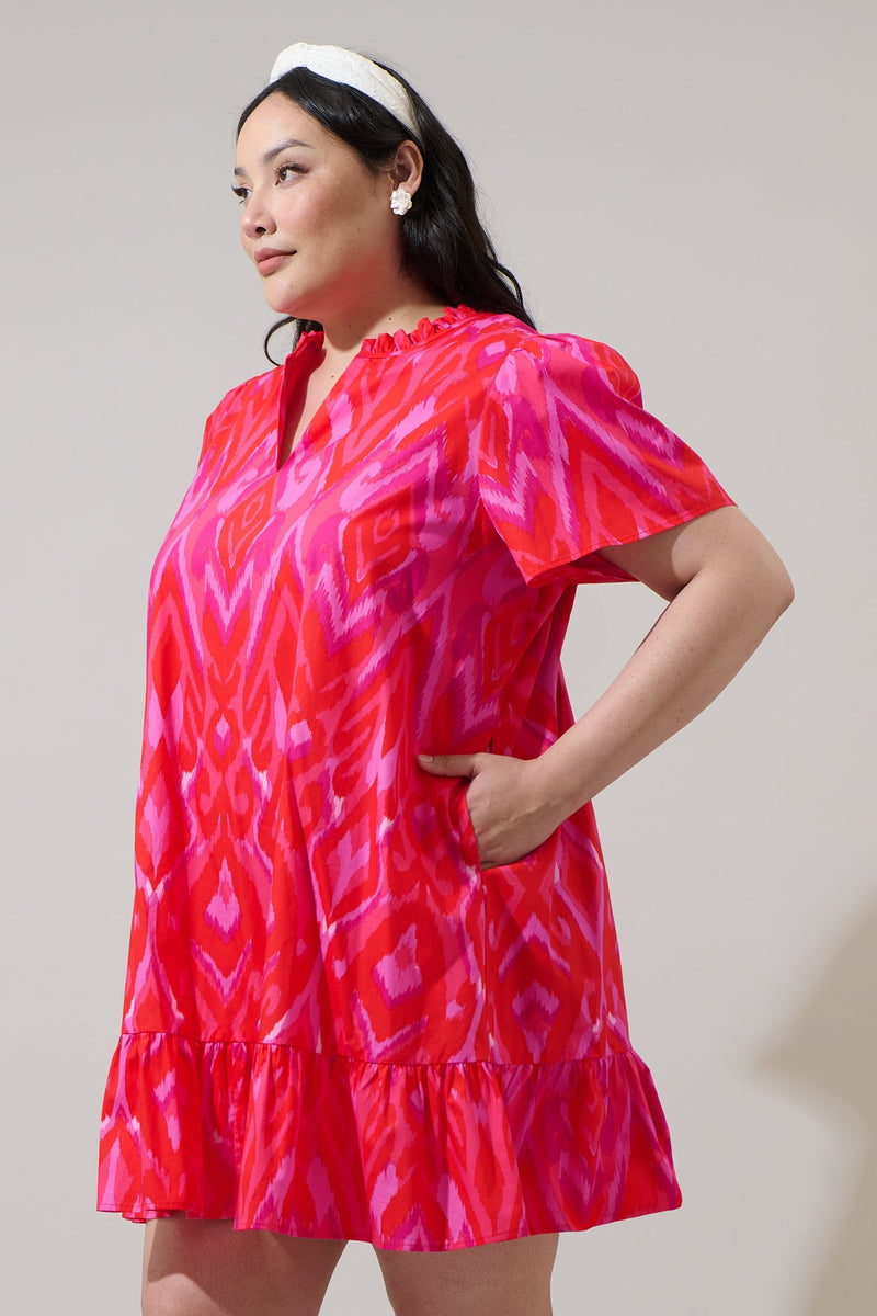 Blevin Ikat Celeste Mini Dress Curve – Sugarlips