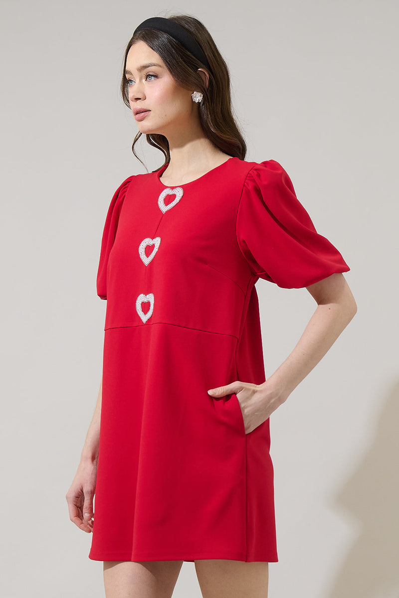 Ruby Heart Shift Mini Dress – Sugarlips