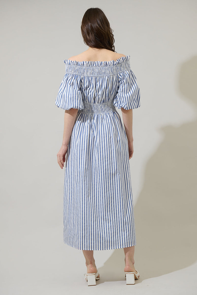 Maisy Striped Magna Town Midi Dress – Sugarlips