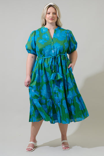 Bracha Floral Beth Button Down Midi Dress Curve – Sugarlips