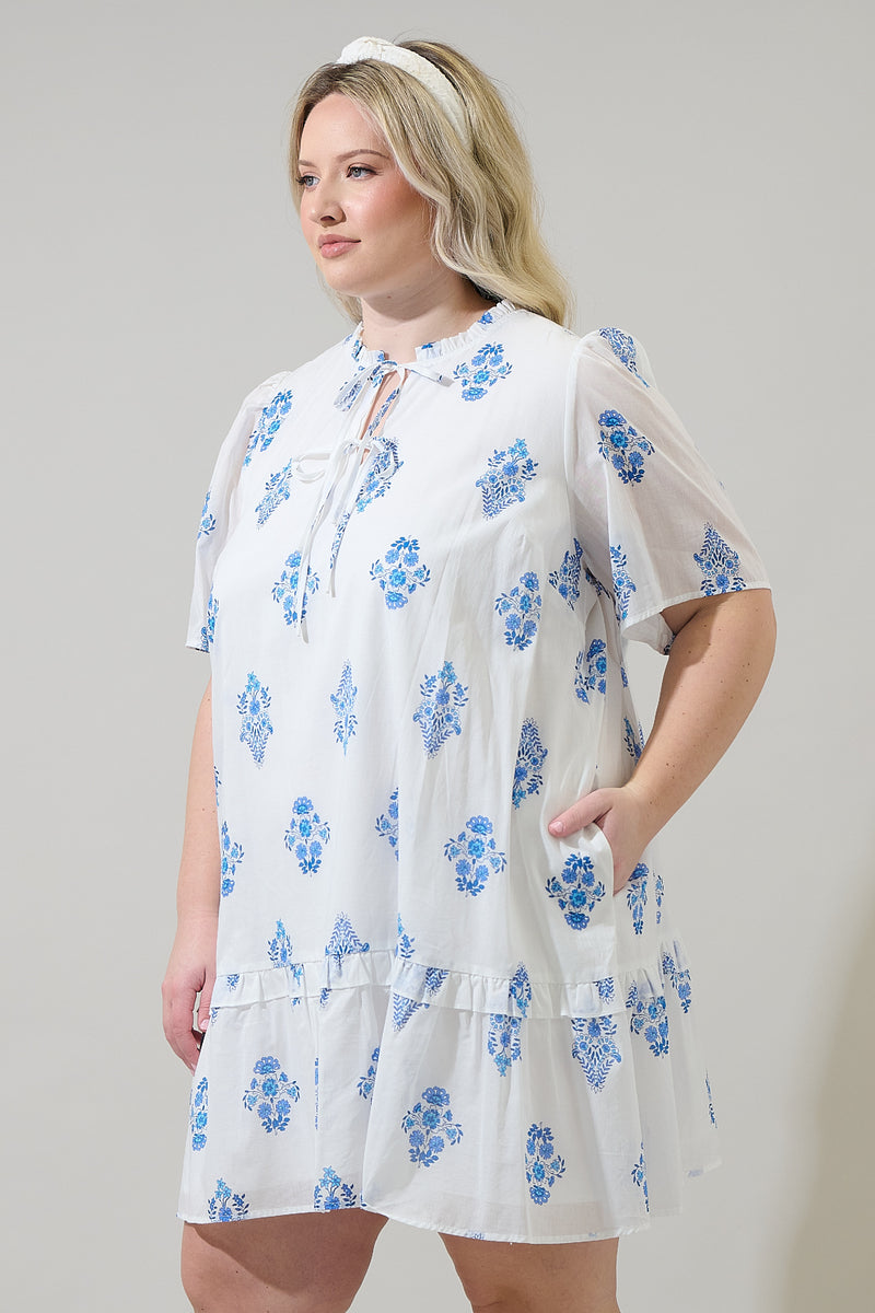 Yila Floral Kuna Tiered Mini Dress Curve – Sugarlips