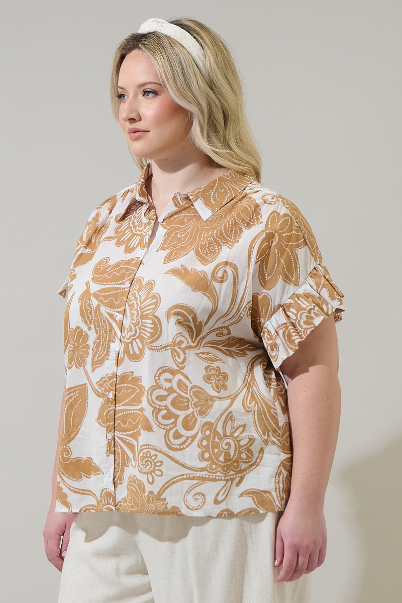 Nadya Floral Ina Button Up Top Curve – Sugarlips