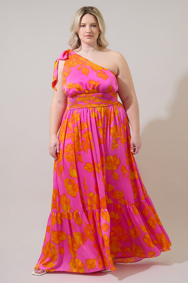 Pacey Floral Bayou One Shoulder Maxi Dress Curve – Sugarlips
