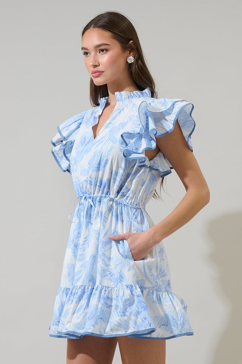 Poly Leaf Alina Ruffle Shift Mini Dress – Sugarlips