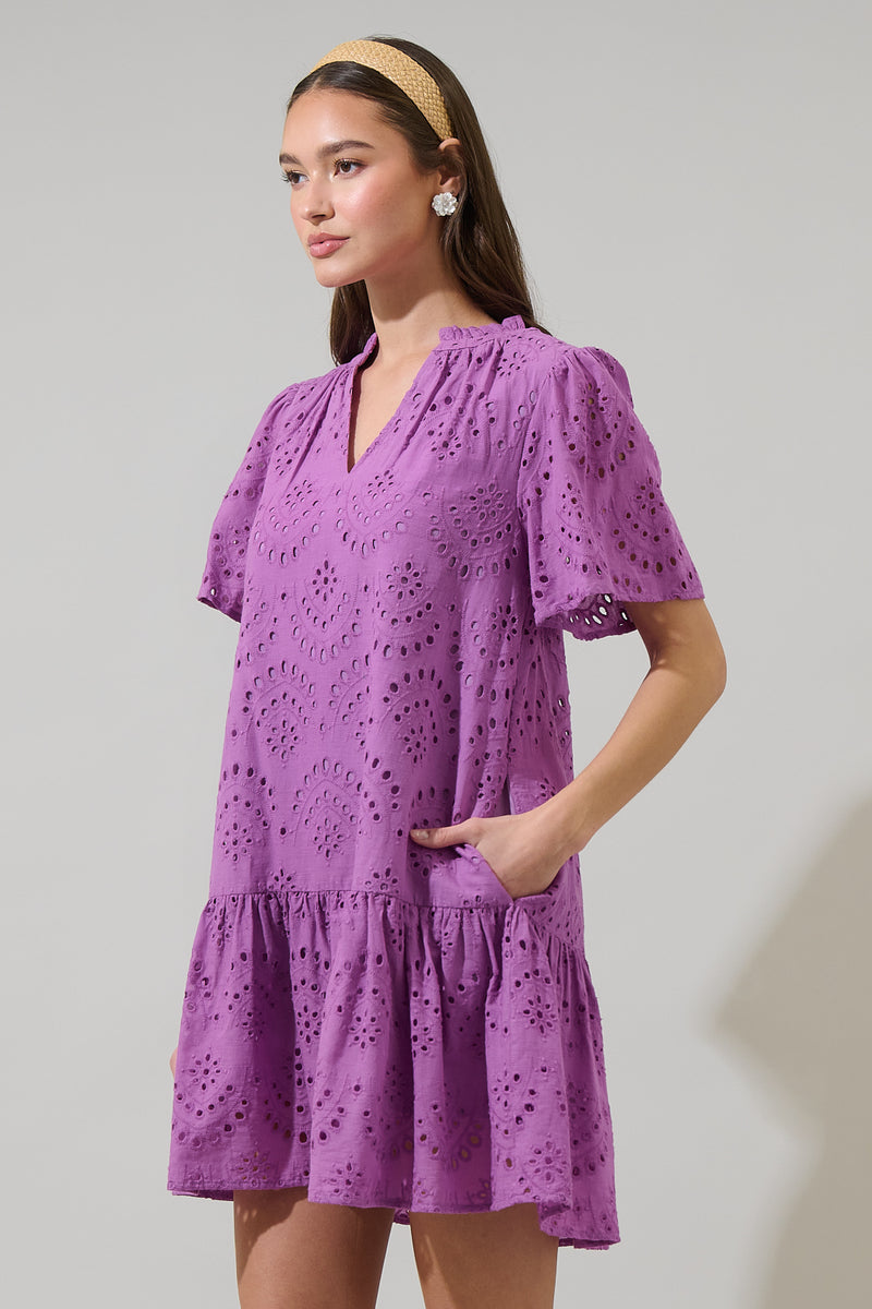 Ivy Eyelet Azari Shift Mini Dress – Sugarlips