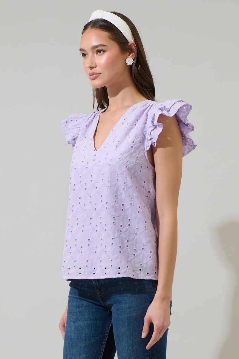 Hayley Eyelet Seni Ruffle Top – Sugarlips