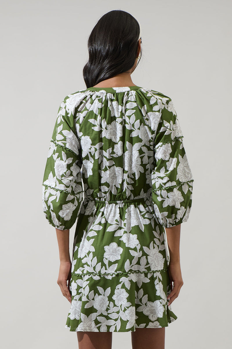 Haizley Floral Dabria Split Neck Mini Dress – Sugarlips