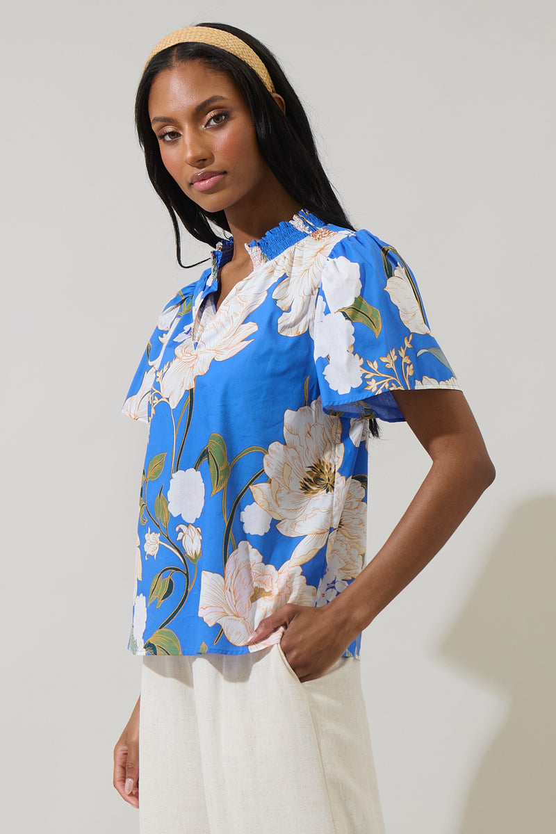 Roswell Floral Barcy Smocked Top – Sugarlips