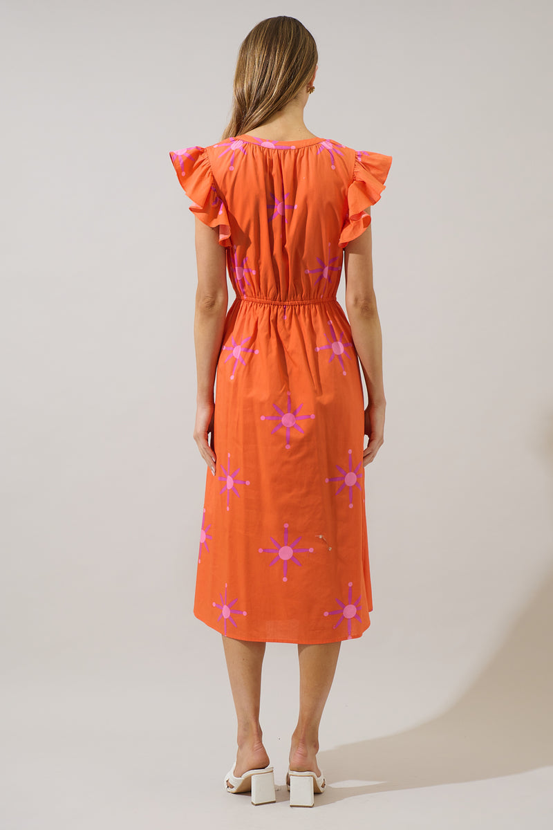 Karani Starburst Tiarna Ruffle Midi Dress – Sugarlips