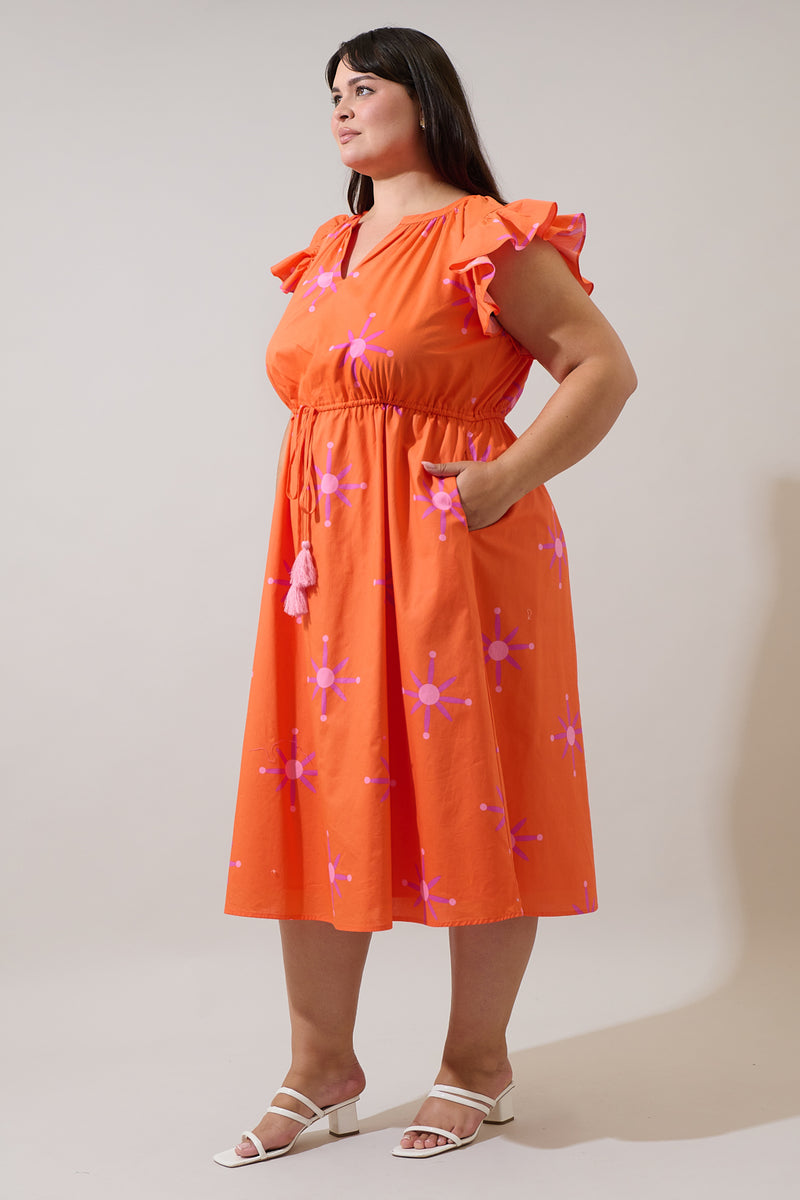 Karani Starburst Tiarna Ruffle Midi Dress Curve – Sugarlips