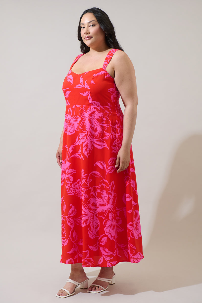 Darline Floral Bary Smocked Maxi Dress Curve – Sugarlips