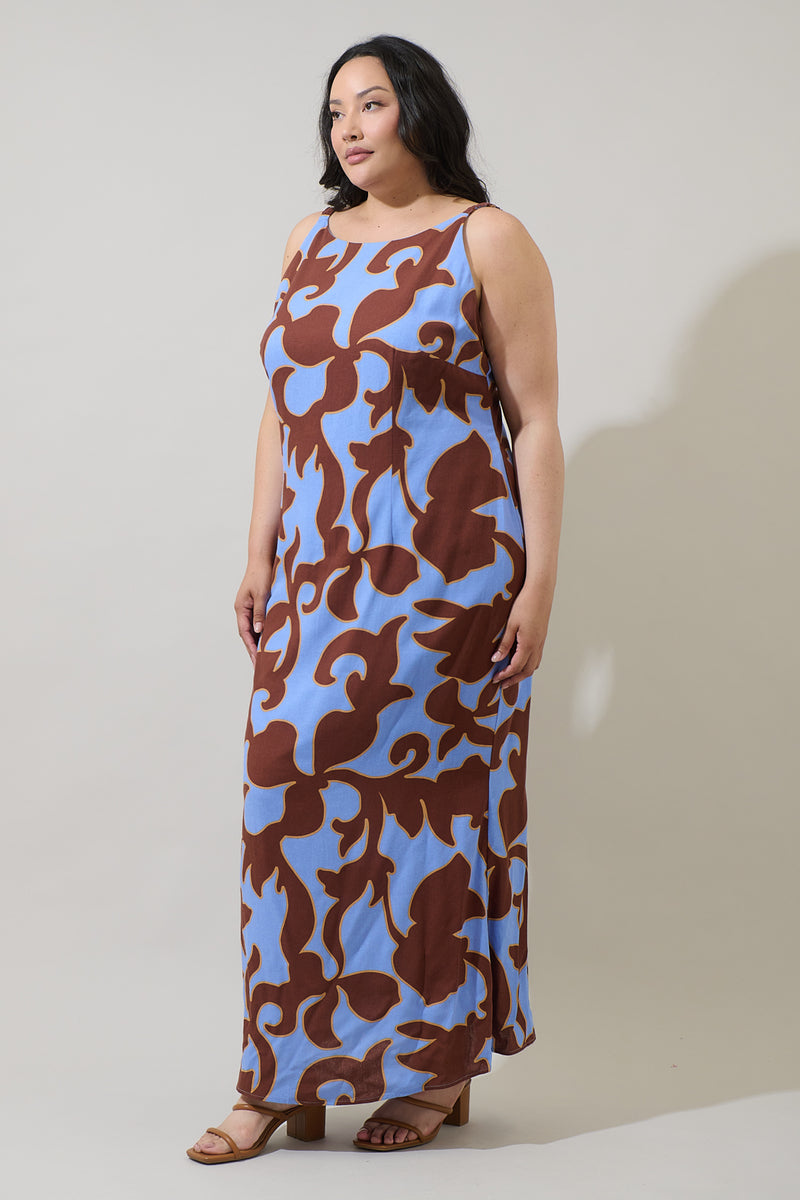 Briley Abstract Mizie Open Back Maxi Dress Curve – Sugarlips