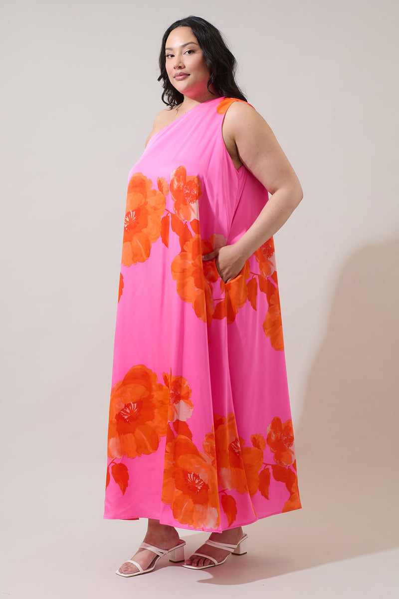 Glena Floral Pleated Maxi Dress Curve – Sugarlips