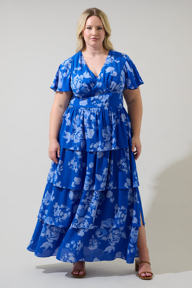 Lilith Floral Amabel Tiered Maxi Dress Curve – Sugarlips