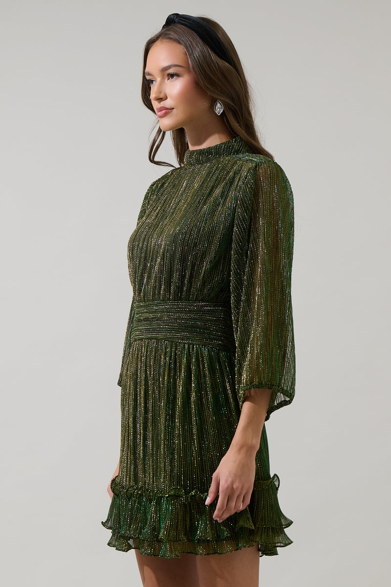 Senoviah Shiny Ruffle Mini Dress – Sugarlips
